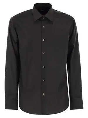 BOSS Regular Fit Shirt In Easy-iron Cotton Poplin - Black