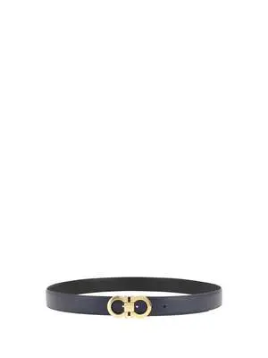 FERRAGAMO Reversible Leather Belt With Gancini Buckle - Blue