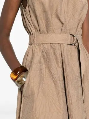 Brunello Cucinelli V-neck Belted Midi Dress - Multicolor