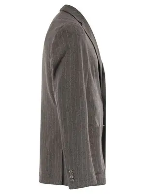 BOSS Slim-fit Blazer In Stretch Striped Flannel