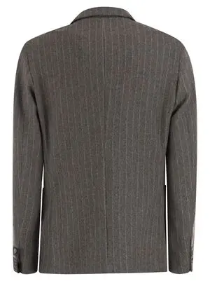 BOSS Slim-fit Blazer In Stretch Striped Flannel - Gray