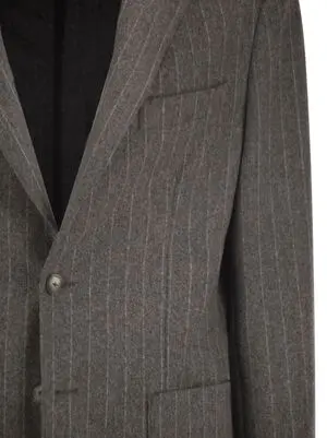 BOSS Slim-fit Blazer In Stretch Striped Flannel - Gray