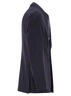 BOSS Double-breasted Blazer In Virgin Wool - Blue