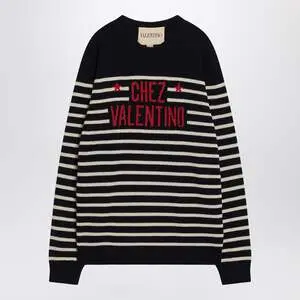 Valentino Garavani Wool Sweater With Jacquard Motif - Blue