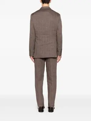 Brunello Cucinelli Linen And Virgin Wool Chevron Leisure Suit - Brown
