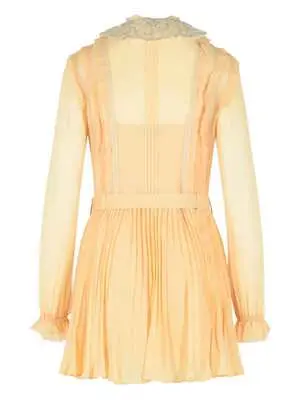 SELF-PORTRAIT Short Pleated Dress With Embellished Collar - Multicolor