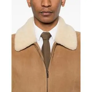 Saint Laurent Suede Bomber Jacket With Fur Collar