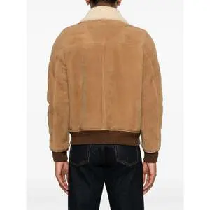 Saint Laurent Suede Bomber Jacket With Fur Collar