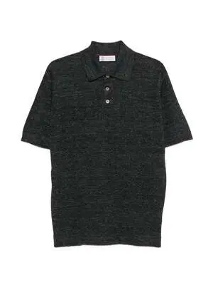 Brunello Cucinelli Brunello Cucinelli Men Linen And Cotton Knit Polo Gray