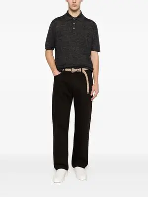 Brunello Cucinelli Linen And Cotton Knit Polo - Gray