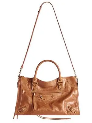 Balenciaga Le City Medium Bag In Arena Leather - Brown