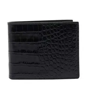 TOM FORD Classic Bifold Croco Wallet - Black