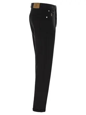 Brunello Cucinelli Iconic Fit Five-pocket Trousers In Garment-dyed Denim - Black