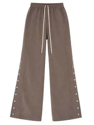 Rick Owens Wide Leg Sweatpants With Snap Button Detailing - Brown