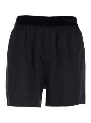 TOM FORD TOM FORD Stretch Silk Shorts With Logo Lettering Black