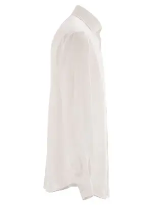 Brunello Cucinelli Easy Fit Linen Shirt With French Collar - White
