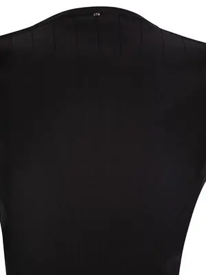 Sportmax Ribbed Viscose Blend Jumper With Voluminous Shoulders And Fitted Waist - Black