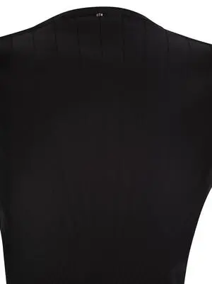 Sportmax Ribbed Viscose Blend Jumper With Voluminous Shoulders And Fitted Waist - Black