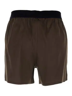 TOM FORD Stretch Silk Shorts With Logo Lettering - Brown