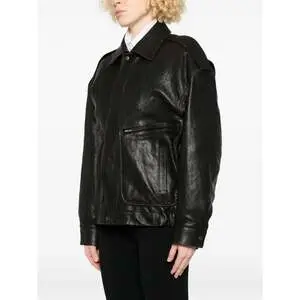 Saint Laurent Lamb Skin Leather Jacket With Zip Fastening