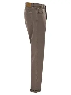 Brunello Cucinelli Iconic Fit Five-pocket Trousers In Garment-dyed Denim