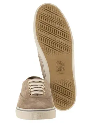 Brunello Cucinelli Reversed Calfskin Lace-up Trainers