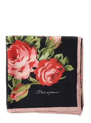 Dolce & Gabbana Floral' Square Scarf With All-over Floral Print In Silk For - Multicolor