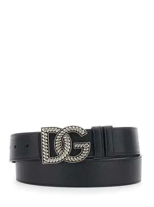 Dolce & Gabbana Leather Belt With Logo Plate - Multicolor