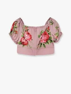 Dolce & Gabbana Cotton Printed Crop Top With Knot Detail