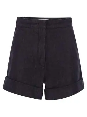 Max Mara High-waisted Denim-effect Cotton Shorts - Blue
