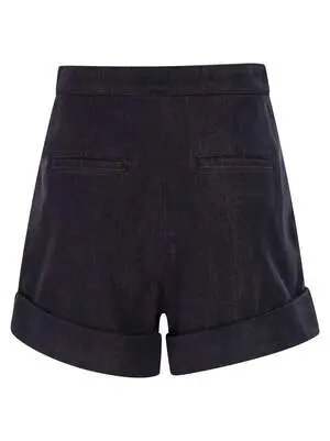 Max Mara High-waisted Denim-effect Cotton Shorts - Blue