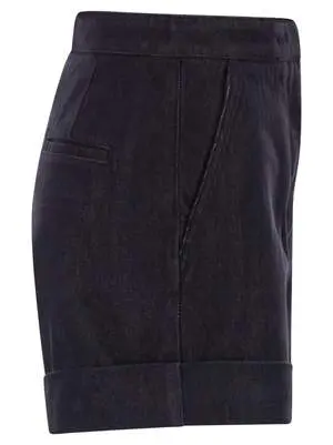Max Mara High-waisted Denim-effect Cotton Shorts - Blue