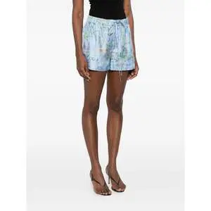 Gucci Floral Print Silk Shorts - Blue