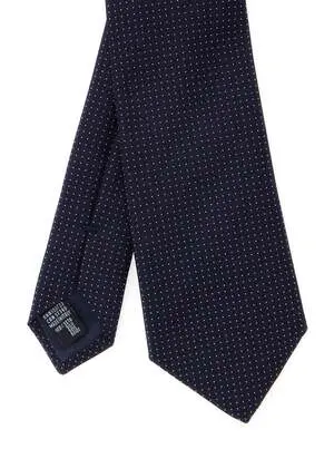 Giorgio Armani Navy Polka Dot Silk Neck Tie