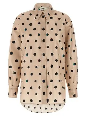 Fendi Falena Dots Print Silk Shirt - Pink