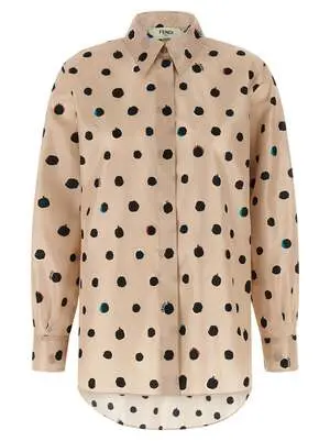 Fendi Fendi Falena Dots Print Silk Shirt Pink