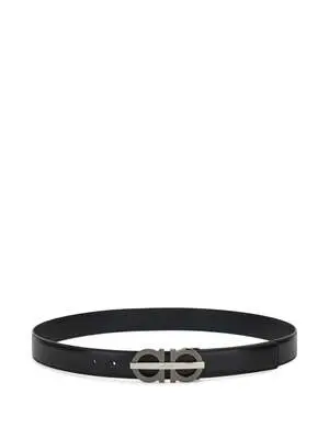 FERRAGAMO Gancini Smooth Leather Reversible Belt Black
