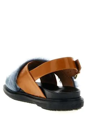 Marni Fussbett Sandals With Shearling Accents