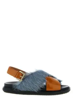 Marni Fussbett Sandals With Shearling Accents - Multicolor
