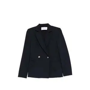 Harris Wharf London Navy Double-breasted Blazer - Blue