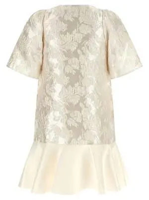 GANNI Satin Cloqué Mini Dress - White