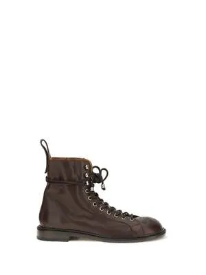 Versace Billy Leather Ankle Boots - Brown