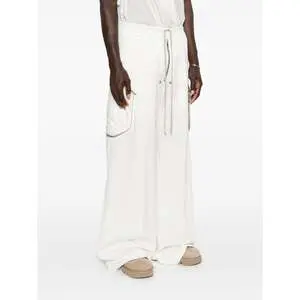 Rick Owens Cotton Drawstring Waist Zip Detail Trousers