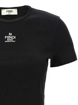 Fendi Ribbed Cotton Cropped T-shirt