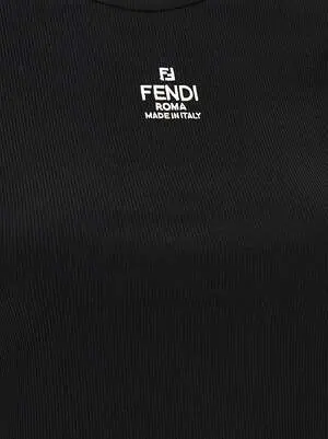Fendi Ribbed Cotton Cropped T-shirt