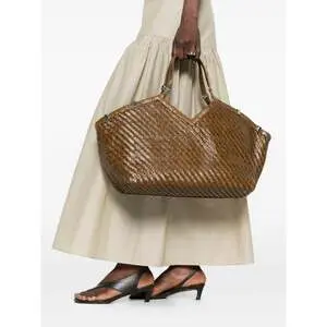 Benedetta Bruzziches Woven Top Handle Tote Bag - Brown