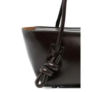 Hereu Dark Leather Knotted Shoulder Bag
