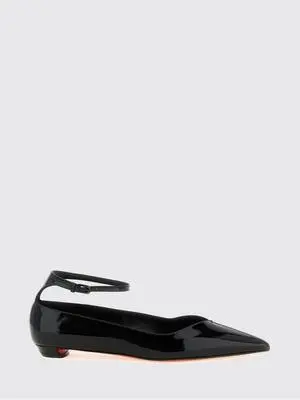 CHRISTIAN LOUBOUTIN Patent Leather Ballet Flats With Ankle Strap - Black