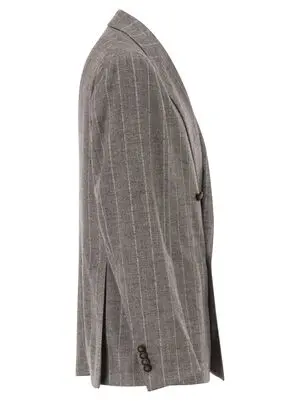 Tagliatore Double-breasted Alpaca And Linen Jacket - Gray