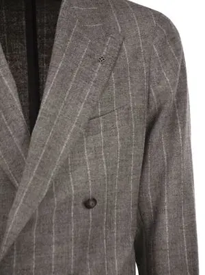 Tagliatore Double-breasted Alpaca And Linen Jacket - Gray